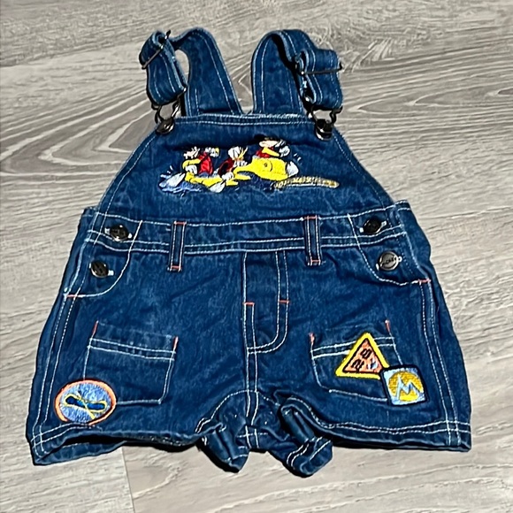 Disney | One Pieces | Vintage Mickey Embroidered Denim Overalls | Poshmark